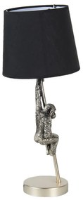 Stříbrno černá stolní lampa s opicí