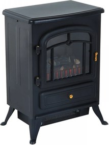 Elektrický krb na zeď LED GOLETO HOMCOM BLACK 950/1850W