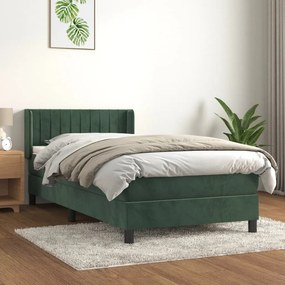 Box spring postel s matrací tmavě zelená 100x200 cm samet 3131066