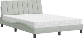 Postel s matrací Hanko světle šedá 140 x 190 cm samet 3208592