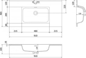 Mexen Otis, umyvadlo na zapuštění 91 x 46,5 cm, bílá matná, 25189001