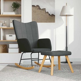 Houpací křeslo se stoličkou tmavě šedé textil 328019