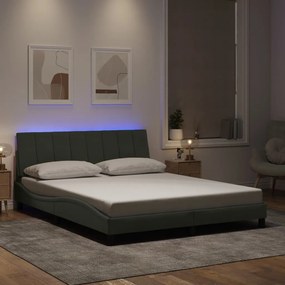 Rám postele s LED osvětlením bez matrace Hanko světle šedý 160 x 200 cm samet 3213787