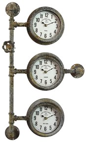 Industriální nástěnné hodiny s patinou - 69*41*16 cm