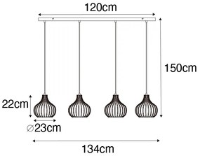 Moderní závěsné svítidlo černé 4-světlo - Saffira