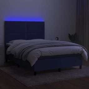 Box spring postel s matrací a LED modrá 140x190 cm textil 3134795