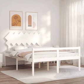 Postel s čelem pro seniory bílý 140x200 cm masivní dřevo 3195547