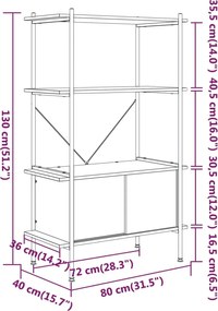 vidaXL 4patrový policový regál se skříňkou 80x40x130cm ocel a kompozit [336353] Barva: světle hnědá