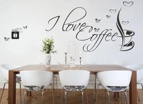 Samolepka na zeď s textem I LOVE COFFEE 80 x 160 cm
