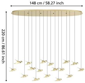 Eglo 390399 - LED Stmívatelný lustr na lanku PARATEBUENO 17xLED/3W/230V zlatá