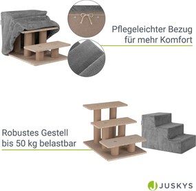 Juskys Schůdky pro domácí zvířata Timmy, 3 stupně Barva: šedá