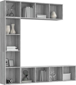 vidaXL 3dílná TV skříňka a knihovna 180 x 30 x 180 cm [3152714] Barva: Betonová šedá