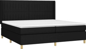 Box spring postel s matrací a LED černá 200x200 cm textil 3139063