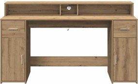 Psací stůl s LED dub artisan 160 x 55 x 91 cm kompozitní dřevo 3309437