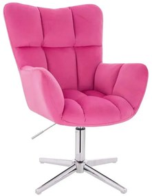 LuxuryForm DESIGN Otočné křeslo AURORA VELUR na stříbrném kříži - tmavě růžové