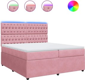 Box spring postel s matrací růžová 200x200 cm samet 3294741
