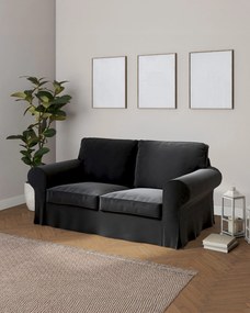 Potah na pohovku IKEA Ektorp 2-místná rozkládací NOVÝ MODEL 2012 barva černá látka lesklé, sametová