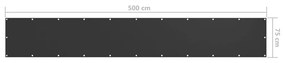 Balkónová zástěna antracitová 75 x 500 cm oxfordská látka