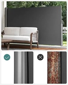 Boční sluneční clona, vysouvací, 180 x 400 cm, antracit