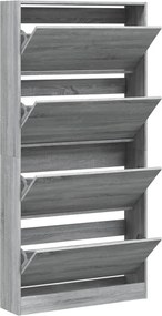 Botník se 4 výklopnými zásuvkami šedý sonoma 80 x 21 x 163,5 cm 3214369