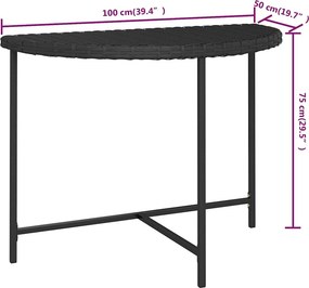 Zahradní stůl černý 100 x 50 x 75 cm polyratan 316652