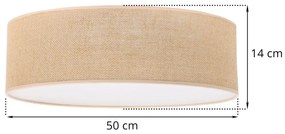 Stropní svítidlo Juta, 1x jutové stínítko, (bílé plexisklo), (fi 50cm)