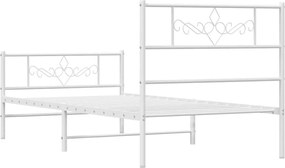 vidaXL Kovový rám postele s hlavovým a nožním čelem 100 x 200 cm [355329] Barva: Bílá