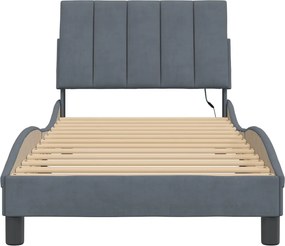 Rám postele s LED osvětlením bez matrace Hanko tmavě šedý 90 x 200 cm samet 3213758