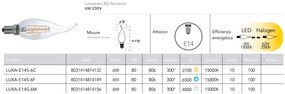 LED žárovka E14 Filament 6W teplá bílá LUXA-E14S-6C