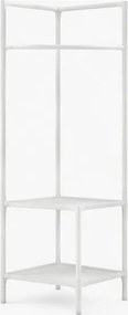 věšák, stojan na šaty, rohový, 2 police, kov/plast, 180x60x45 cm, bílá, Dekorino TK20260031