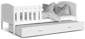 Dětská postel TAMI P2 90x200 cm s bílou konstrukcí v bílé barvě s přistýlkou