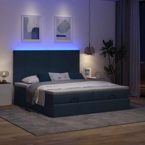 Osmanský rám postele s matracíes modrá 180x200cm textil 3314526
