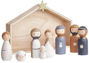 X-MAS Dřevěný betlém 9 dílů