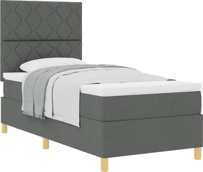 Postel s boxspringem s čelo Tmavě šedá 90 x 200 cm textil 3339666