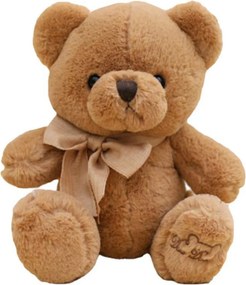 LEAN Toys Plyšový medvídek velký s mašlí hnědý 40 cm