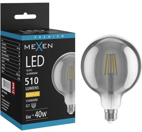 Mexen Vintis Žárovka filament LED E27, G125, 6W, Teplá - 2700K, 510 lm, kouřová - L158-E27-0627-70