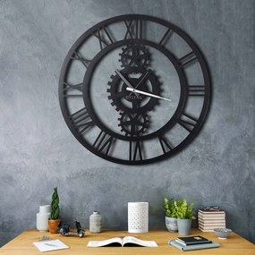 Wallexpert Dekorativní kovové nástěnné hodiny Gear XL, Černá