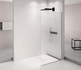 Polysan Architex - Sprchová stěna Walk-In, 106x210 cm, matná černá/Flute sklo AXB110FL