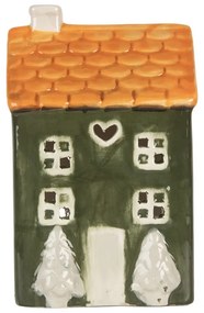 Zelený keramický domek na čajovou svíčku Lamont - 9*8*15 cm
