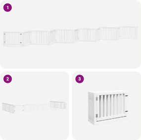 Zábrana pro psy s dvířky skládací 12 panelů bílá 960 cm topol 3155676