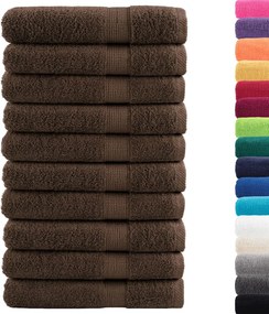Prémiové ručníky SOLUND 10 ks hnědé 100x200 cm 600 g/m² 137247