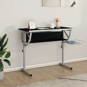 Řemeslný stůl černý a šedý 110x53x(58–87) cm kompozit a ocel 340929