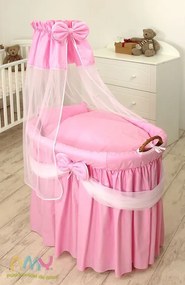 Proutěný košík pro miminko s kompletním vybavením Sissi Princess-RŮŽOVÝ