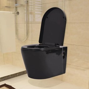 vidaXL Závěsná toaleta s podomítkovou nádržkou keramická černá [3054477]