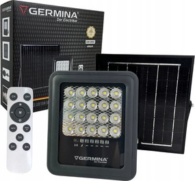 Solární Led zářič 50W b.studená 5000K 400lm Gemini dálkový ovladač IP65 Germina