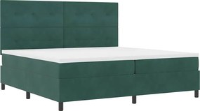 Postel s boxspringem s čelo Tmavě zelená 200 x 200 cm samet 3339857