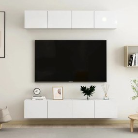 vidaXL TV skříňky 4 ks 80 x 30 x 30 cm dřevotříska [3079270] Barva: bílá s vysokým leskem