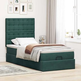 Osmanský rám postele s matracemi tmavě šedá 80x200cm samet 3313580