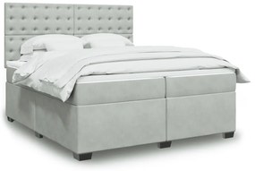 Box spring postel s matrací světle šedá 200x200 cm samet 3293314
