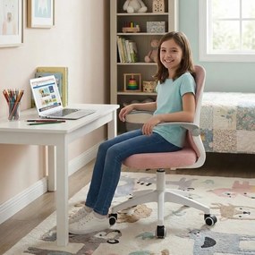 Dětská otočná židle Neoseat JUNI 012 — látka, růžová